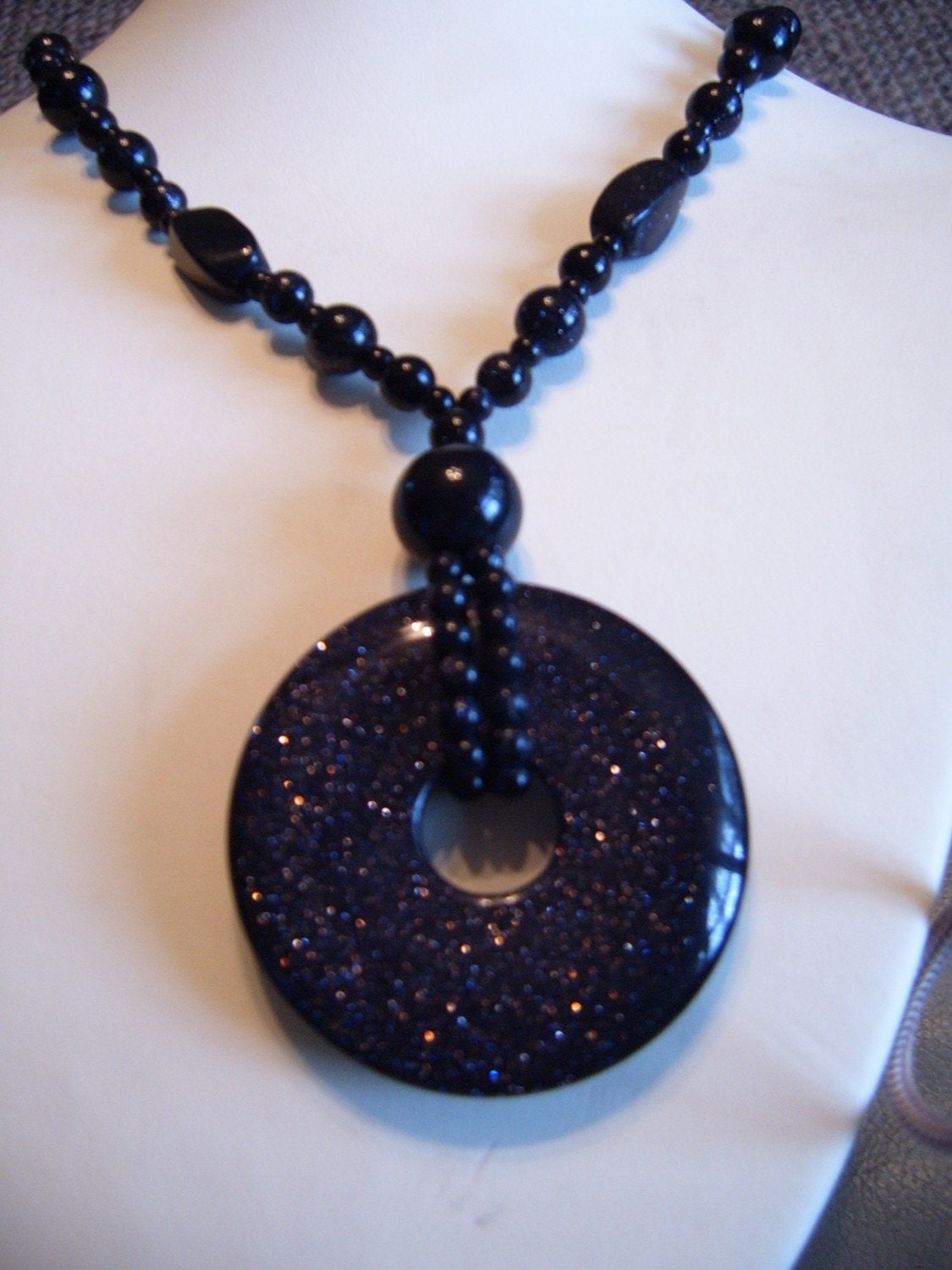 Blue Starry Night Goldstone Donut Necklace - Etsy