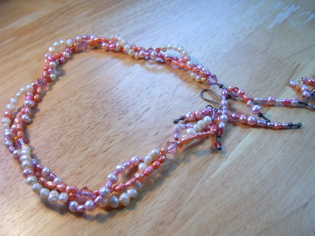 Coral Peachy Pink Reverseable Pearl Sterling Creation | Etsy