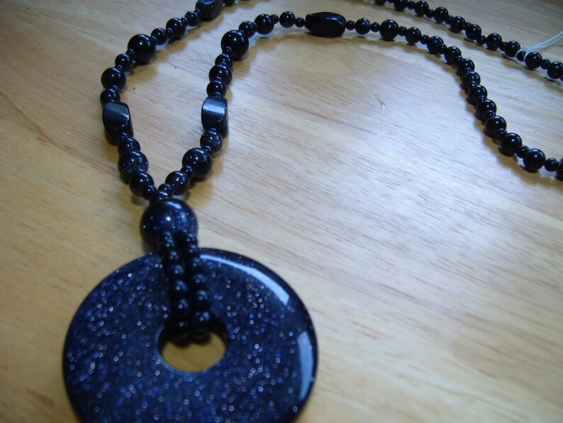 Blue Starry Night Goldstone Donut Necklace - Etsy