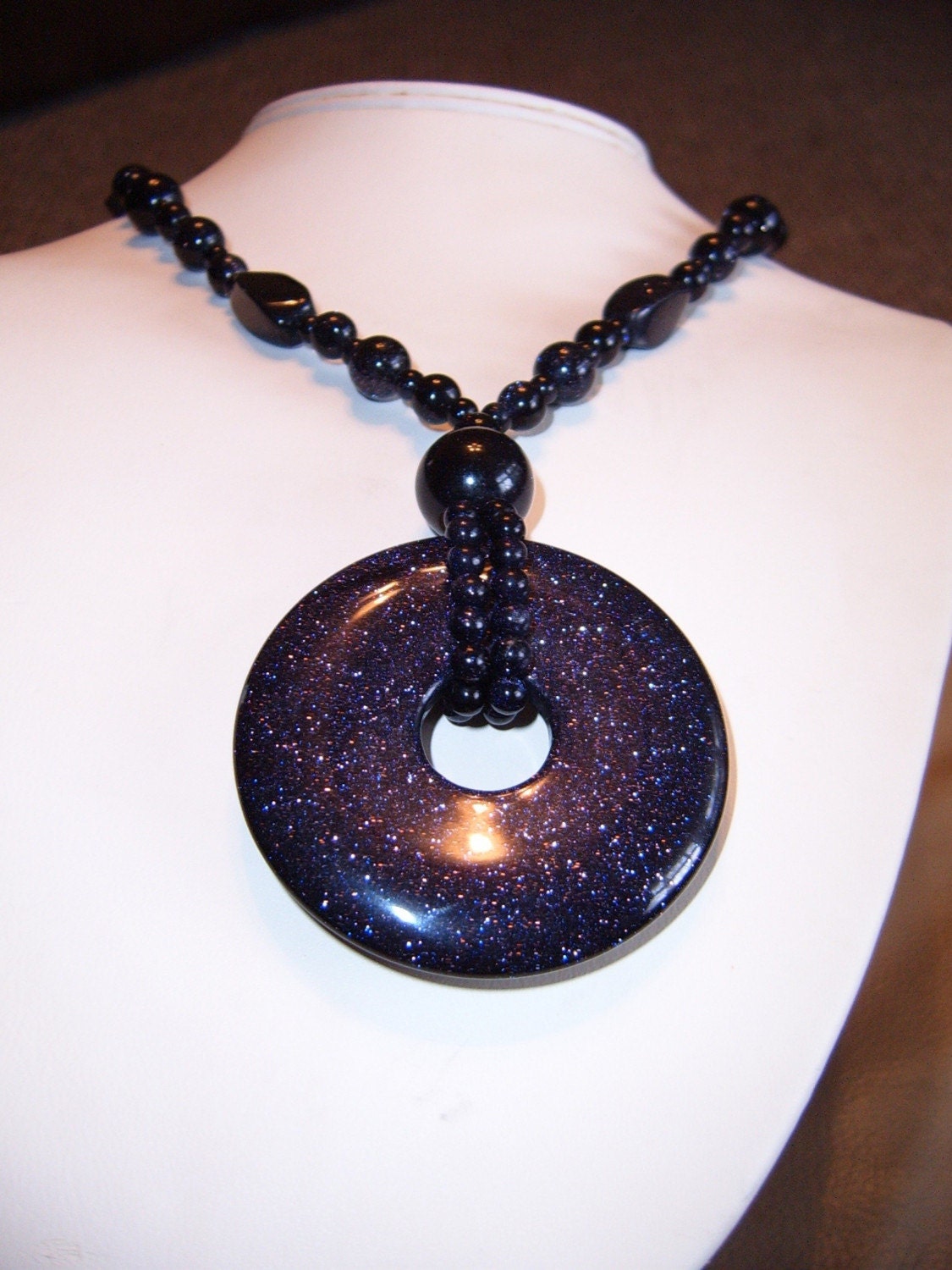 Blue Starry Night Goldstone Donut Necklace - Etsy