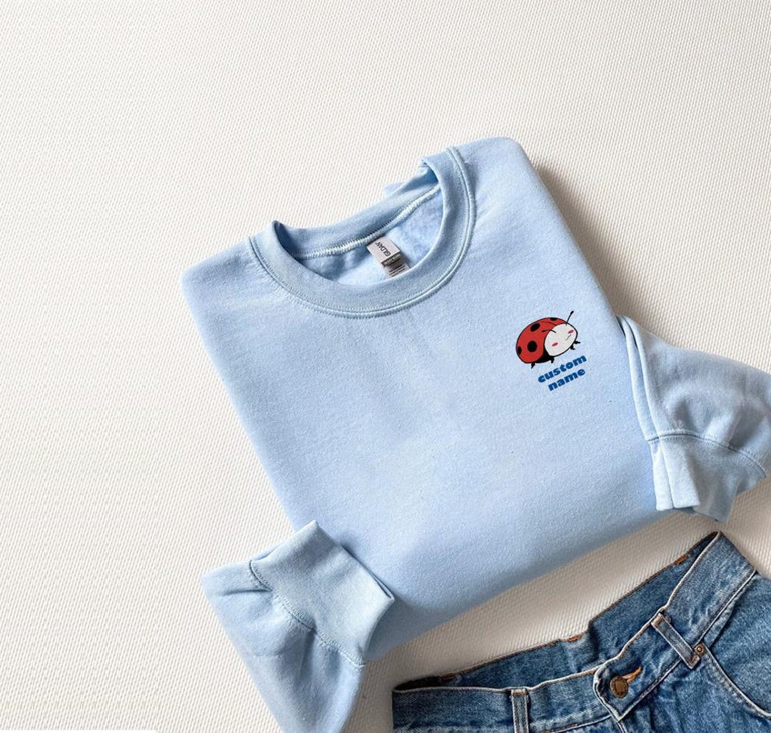 Custom Name Embroidered Cute Ladybug Sweatshirt, Personalized Insect ...