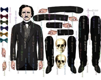 Edgar Allan Poe Articulated Paper Doll With 4 Mini Scenes the Raven ...