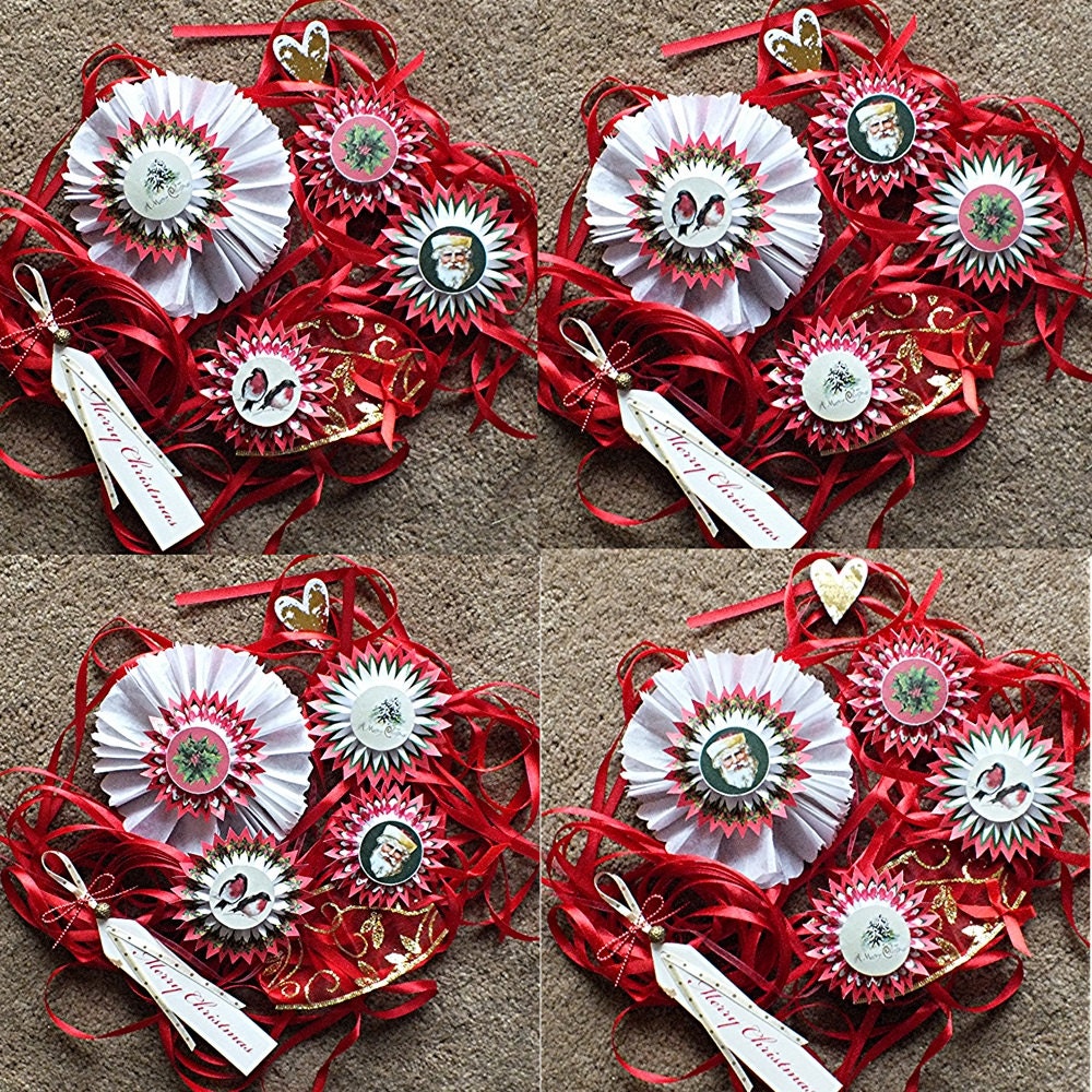 CHRISTMAS ROSETTES PRINTABLE Santa, Holly, Robins Christmas Tree ...