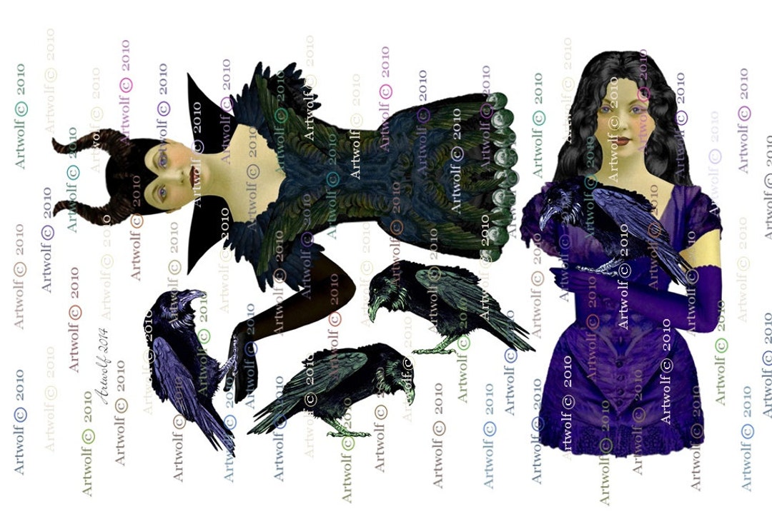 MALEFICENT Styled 2 PAPER Dolls Fairy 4 Sheets Instant Digital - Etsy ...