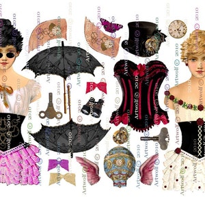 PAPER Dolls 2 Steam Punk Dolls Altered Art Vintage Printable | Etsy