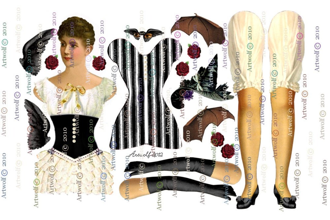 PAPER DOLL WITCH Printable Halloween Gothic Altered Witch - Etsy