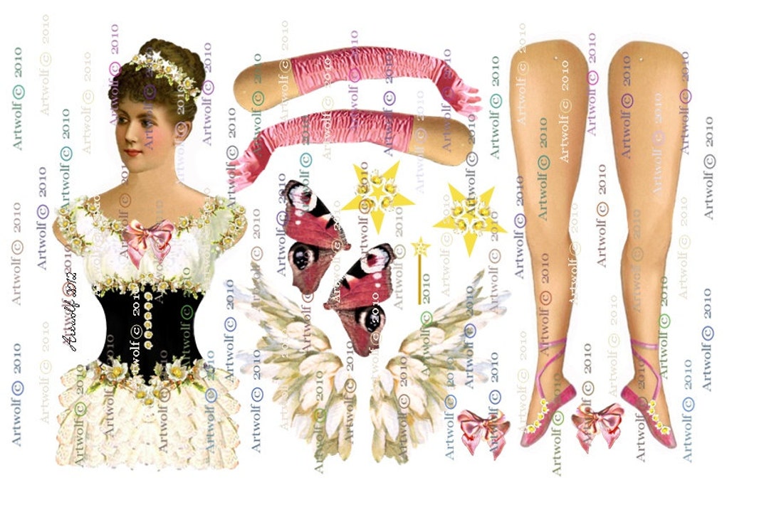 FAIRY PAPER Doll Angel Christmas Rose Digital Doll Ballerina ...