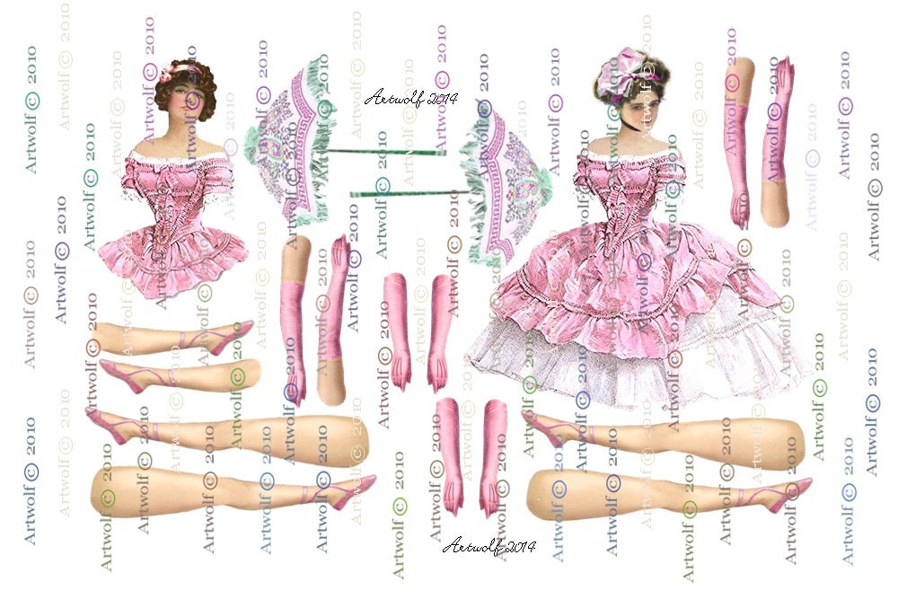 PAPER DOLL Downloadable Pink Vintage Ballerina Paper Doll Printable ...