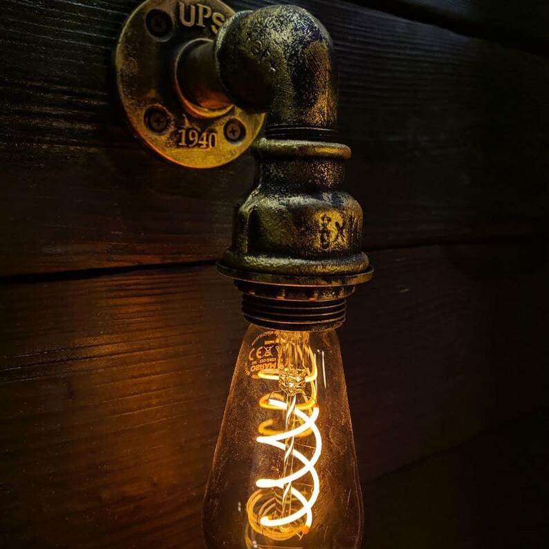 Industrial Pipe Wall Lamp - Etsy