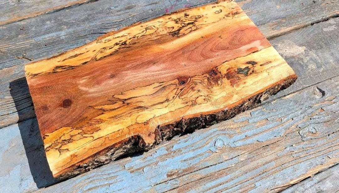 Pecan Wood Slab - Spalted Live Edge Unfinished Board - Approx.17.25x9 ...