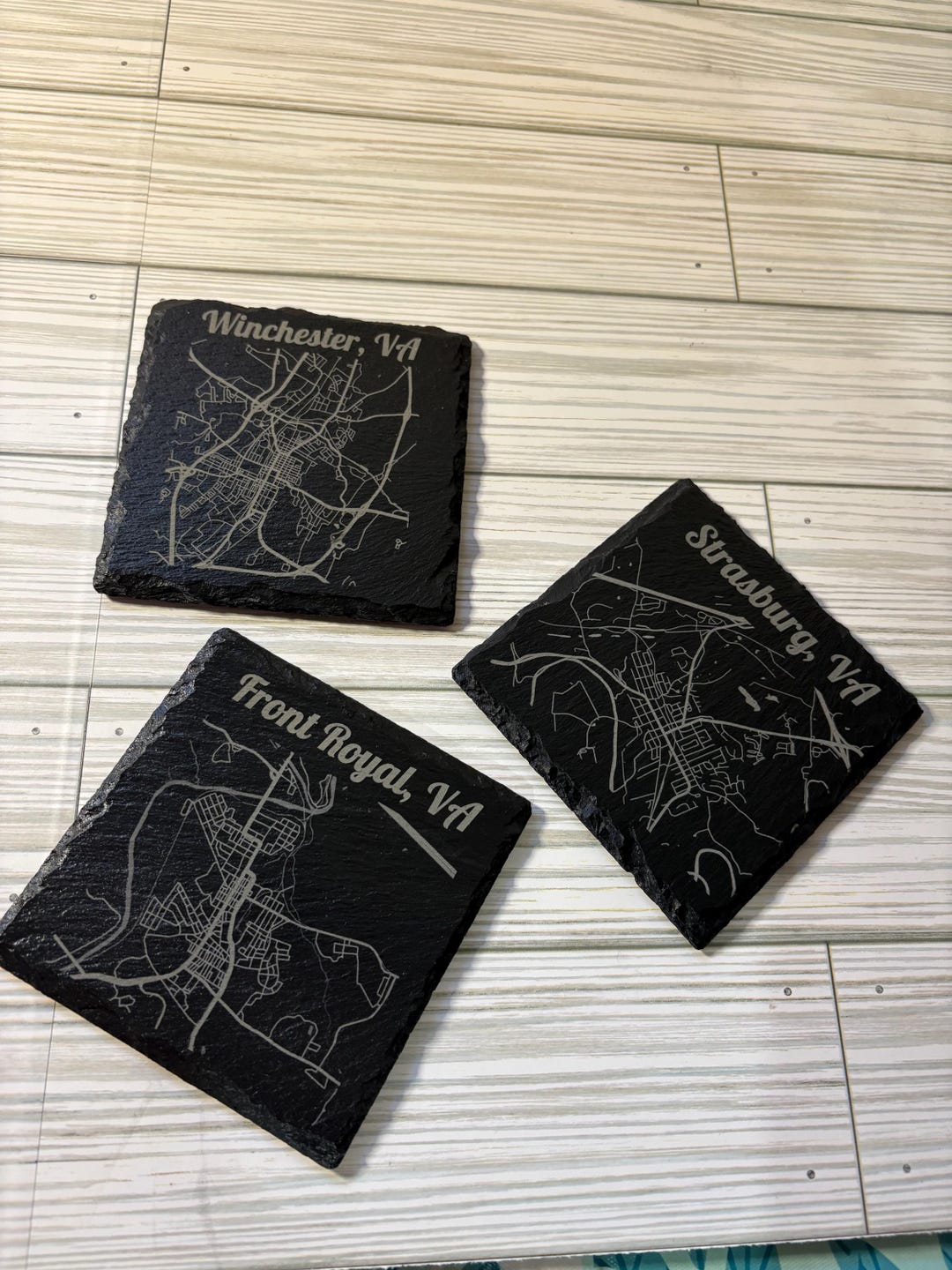 Custom City Map Slate Coasters - Personalized Stone Drink Coasters With ...