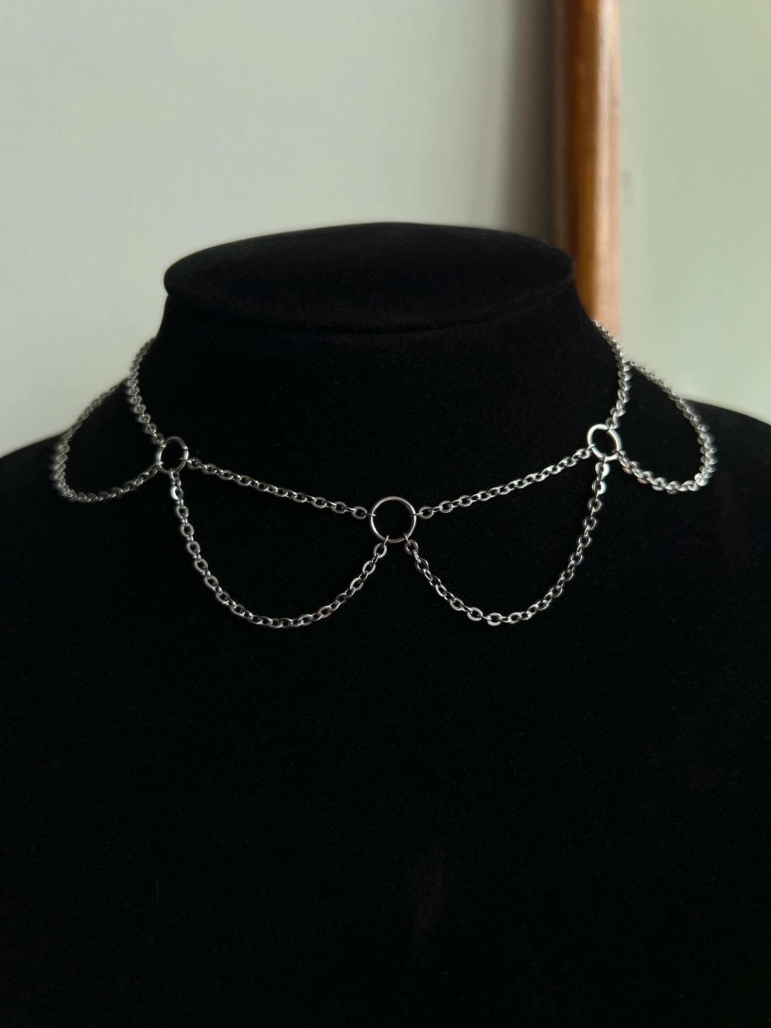 Royal Stainless Steel Choker Necklace, Draped Fine Chain, Handmade ...