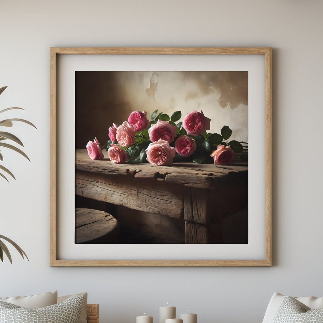 Vintage Botanical, Rose Print, Pink Roses, New Home Print, Farmhouse ...