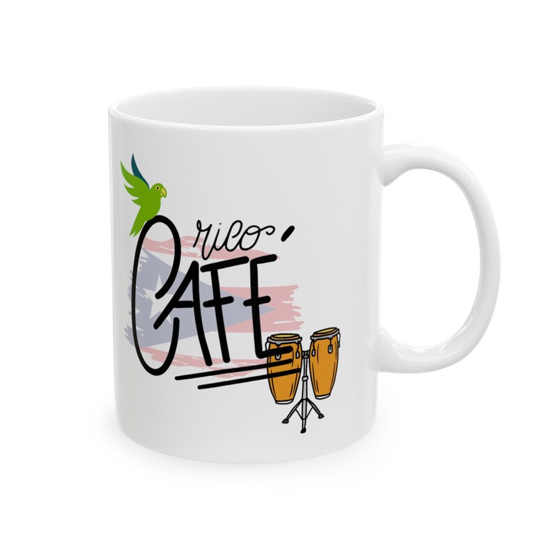 Puerto Rico Coffee Mug | Island Vibes, Congas & Parrot - Etsy