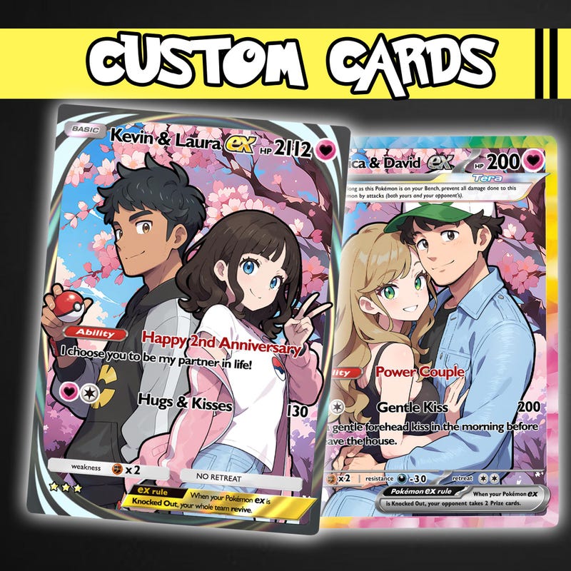 Personalized Pokemoncard Couple - Etsy