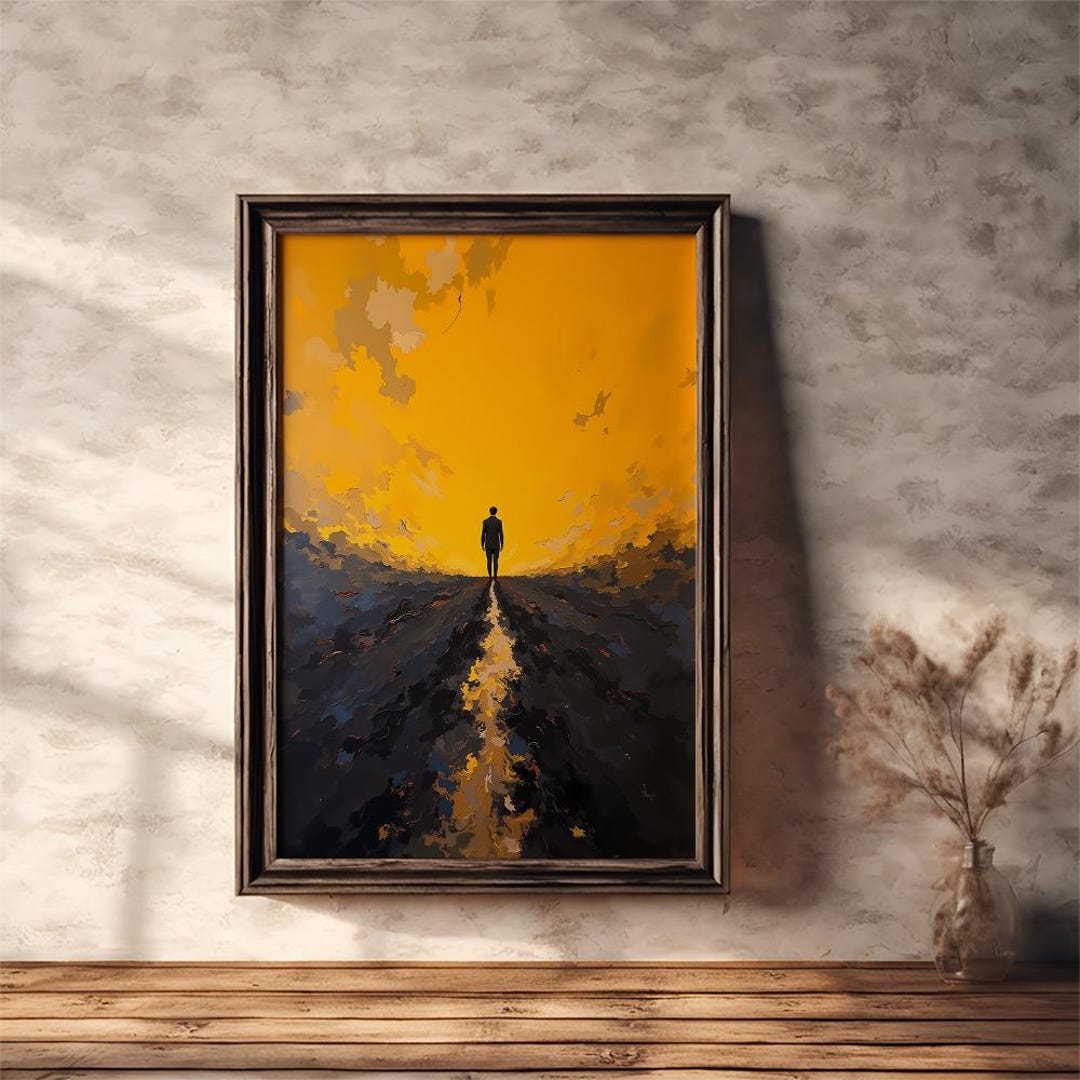 Abstract Man,walking Man, Infinite Path, Wall Art Man on the Horizon ...