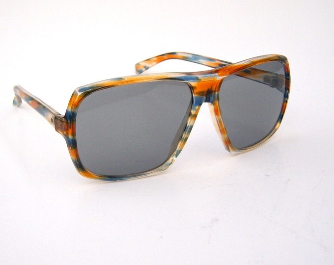 Mens Vintage Aviator Sunglasses // Blue Amber Tortoise Shell Frames ...