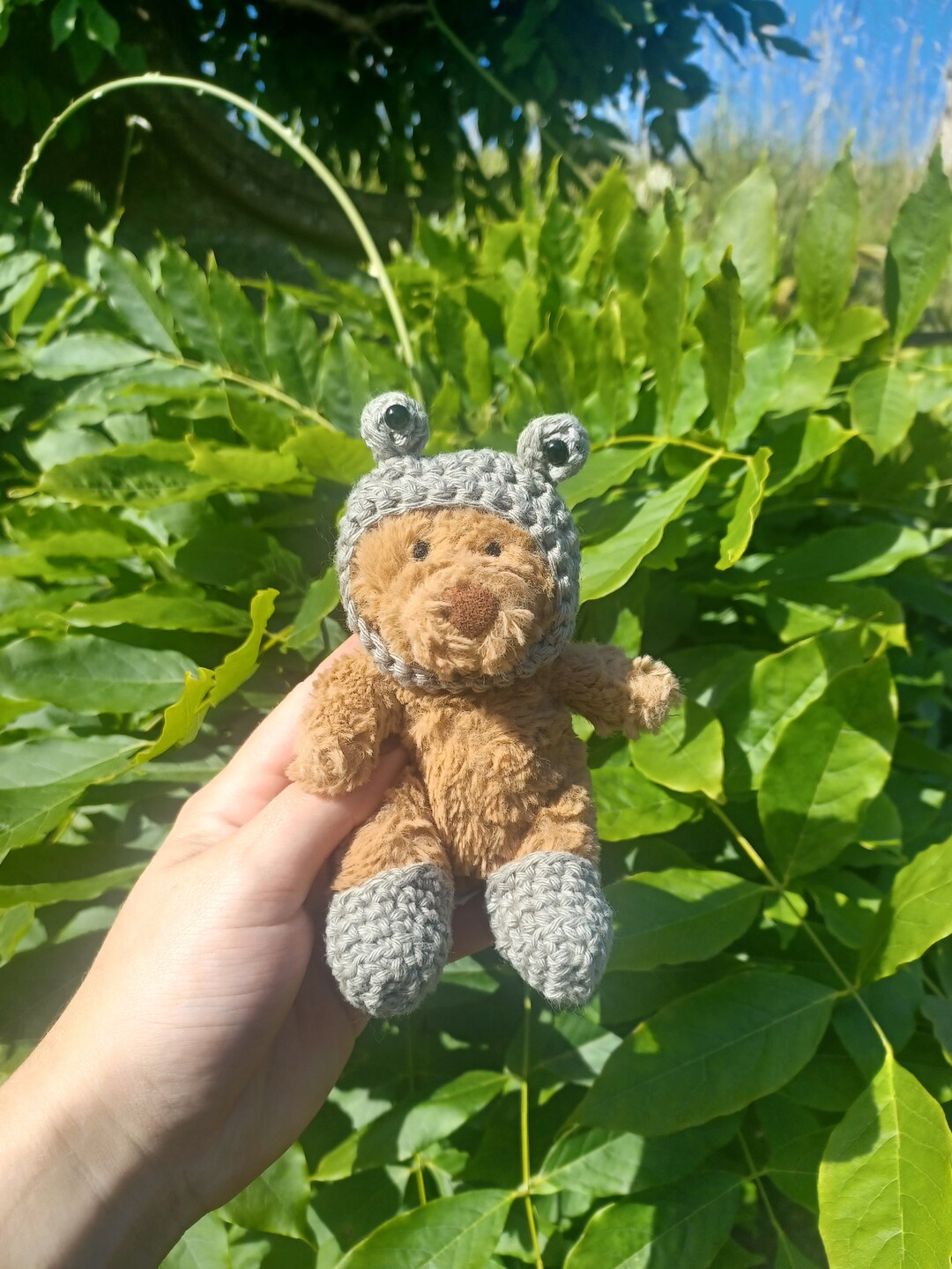 Crocheted Frog Bonnet Outfit | Bartholomew Bear Bag Charm Outfits - Etsy
