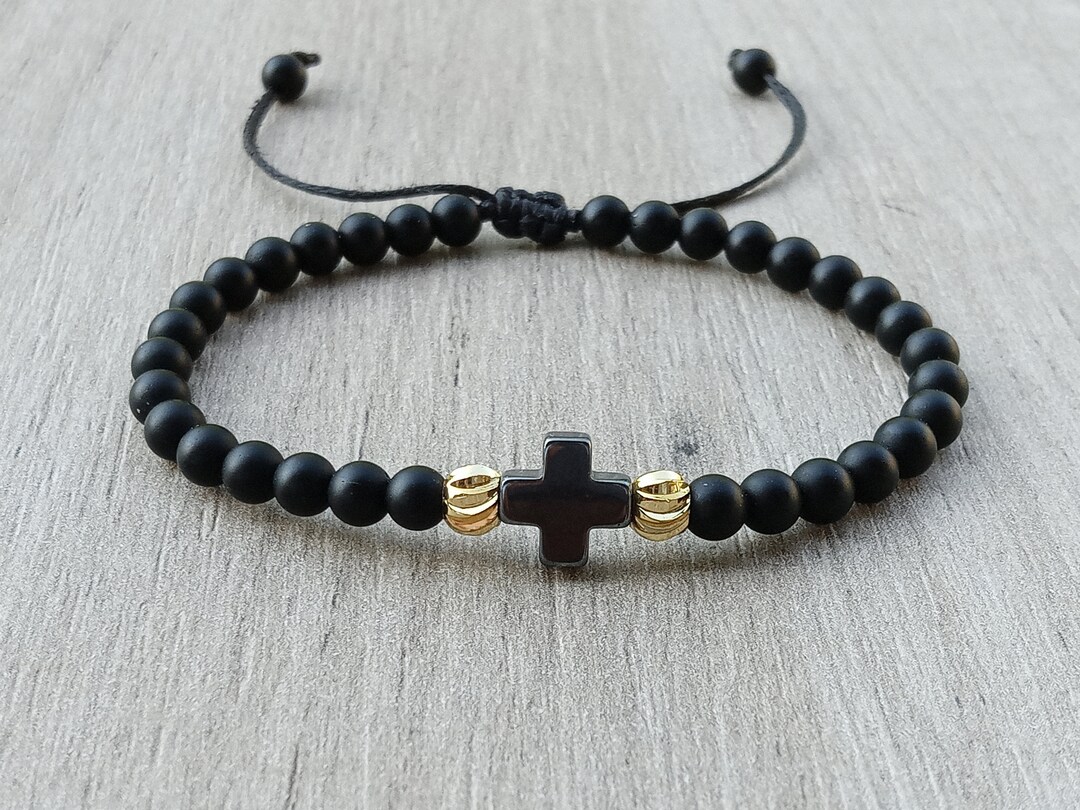 Onyx Gold Jewelry,onyx & 14k Gold Engraved Bead Bracelet, Fashionable ...