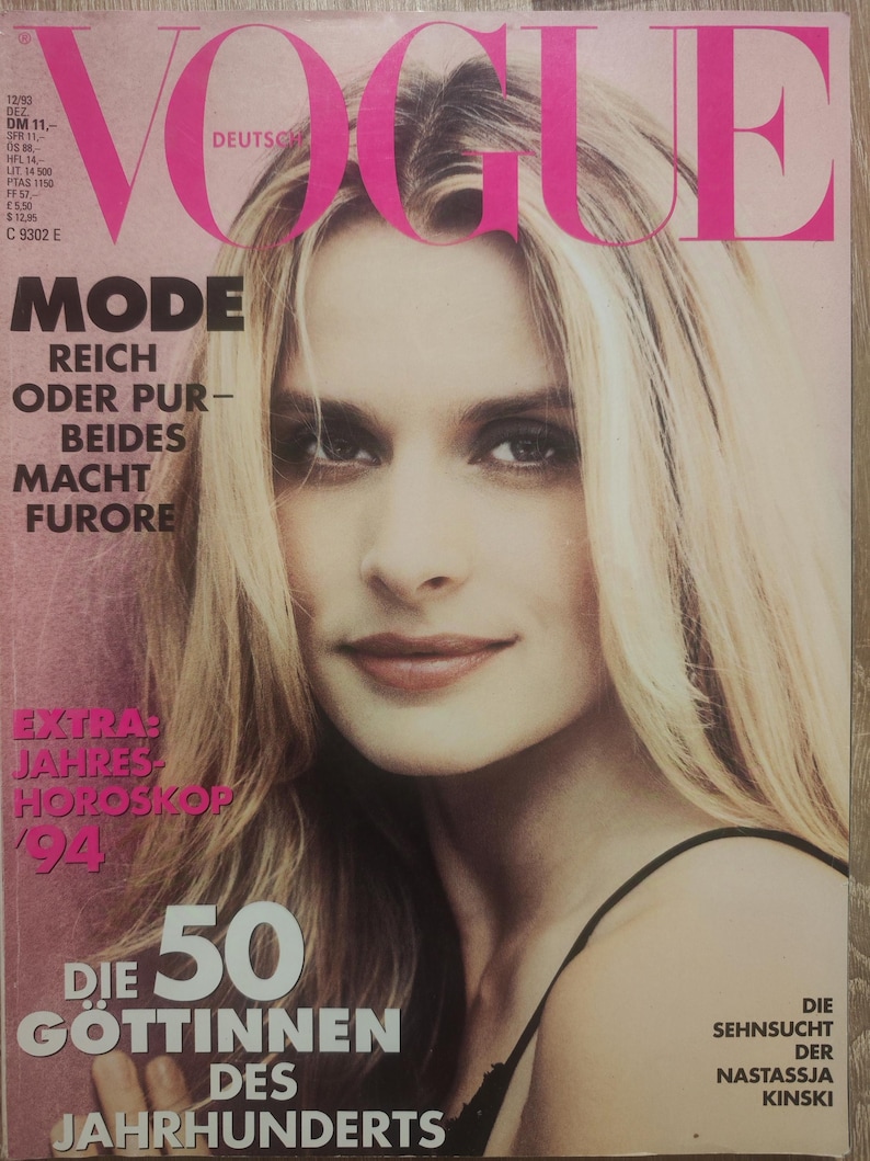 VOGUE Deutch Magazine December 1993. Cover NASTASSJA KINGSKI - Etsy