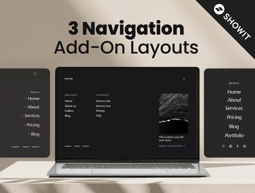 Showit Navigation Menu Add-on, Full Screen Canvas Bundle - Etsy
