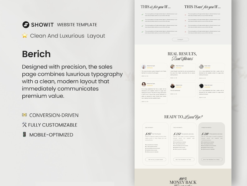 Showit Website Template, Sales Website, Elegant Showit Sales Page ...