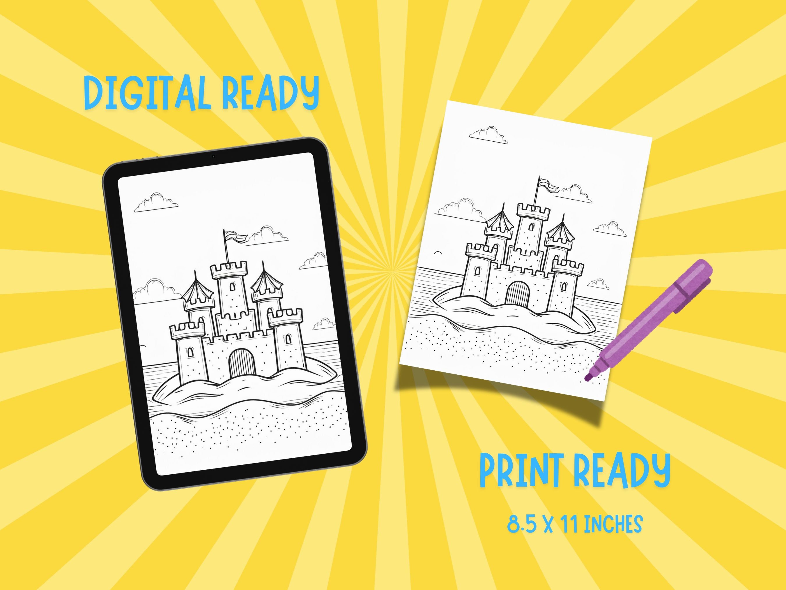 Summer Time Fun Kids Simple Coloring Book With 60 Pages! Includes Beach ...