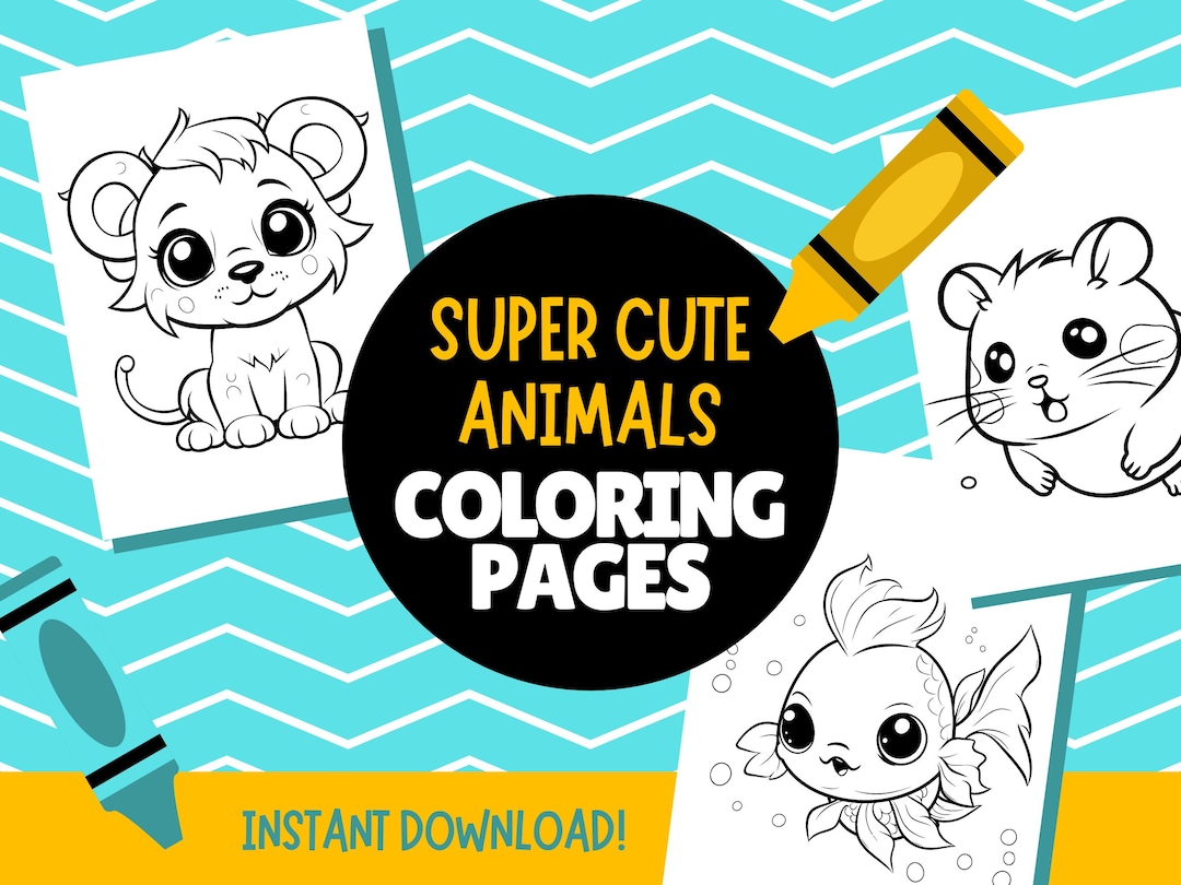 Super Cute Animals Coloring Pages - Etsy