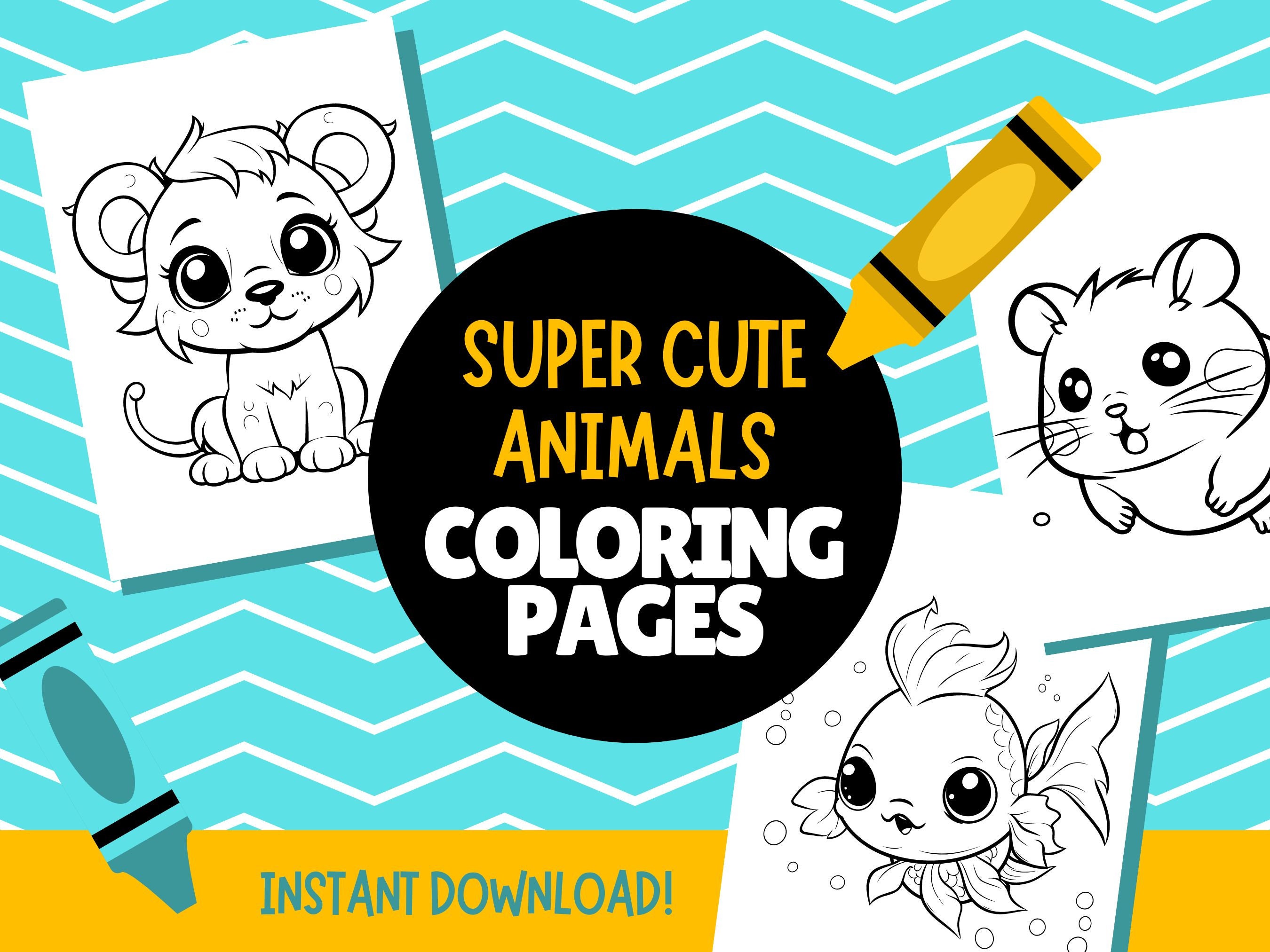 Super Cute Animals Coloring Pages - Etsy