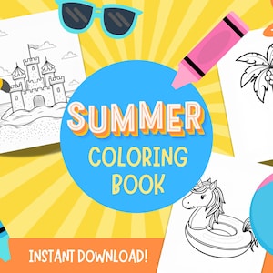 Summer Time Fun Kids Simple Coloring Book With 60 Pages! Includes Beach ...