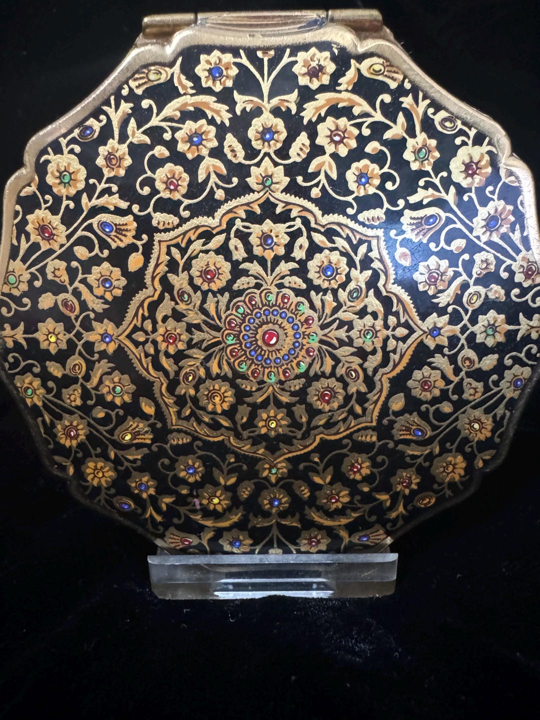 Vintage Stratton Floral Decagon Gold Tone Ladies Powder Compact With ...