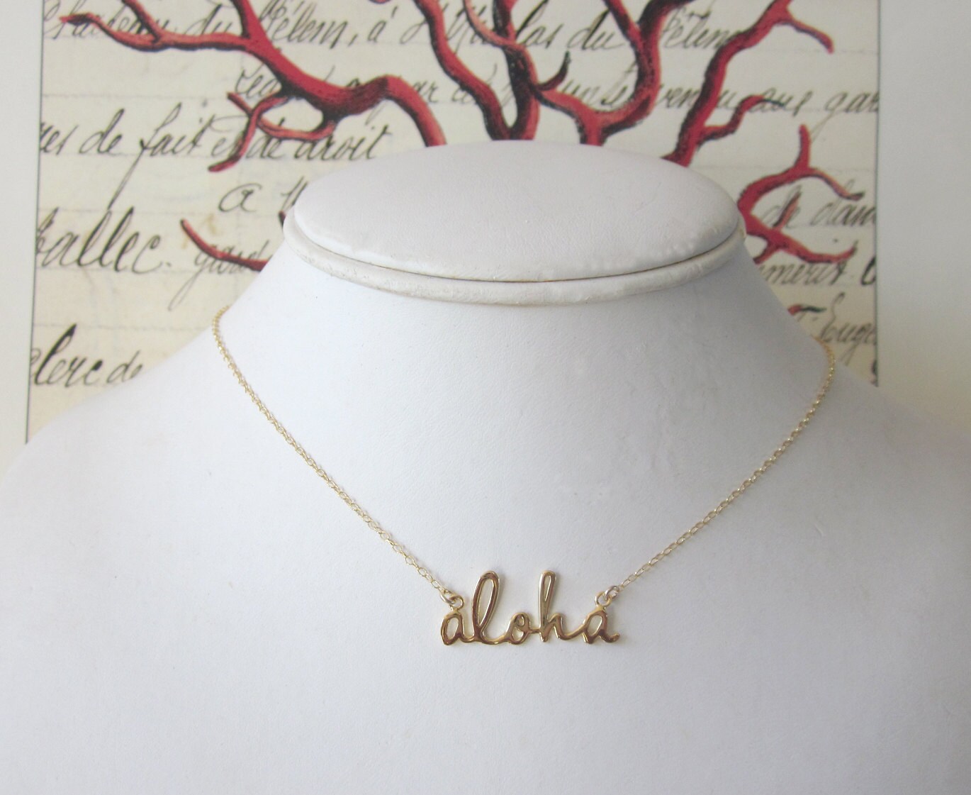Script Aloha Necklace Gold - Etsy
