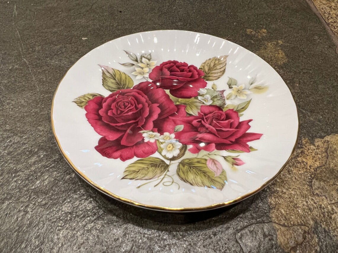Allyn Nelson Collection Fine Bone China Purple Red Cabbage Roses Tea ...