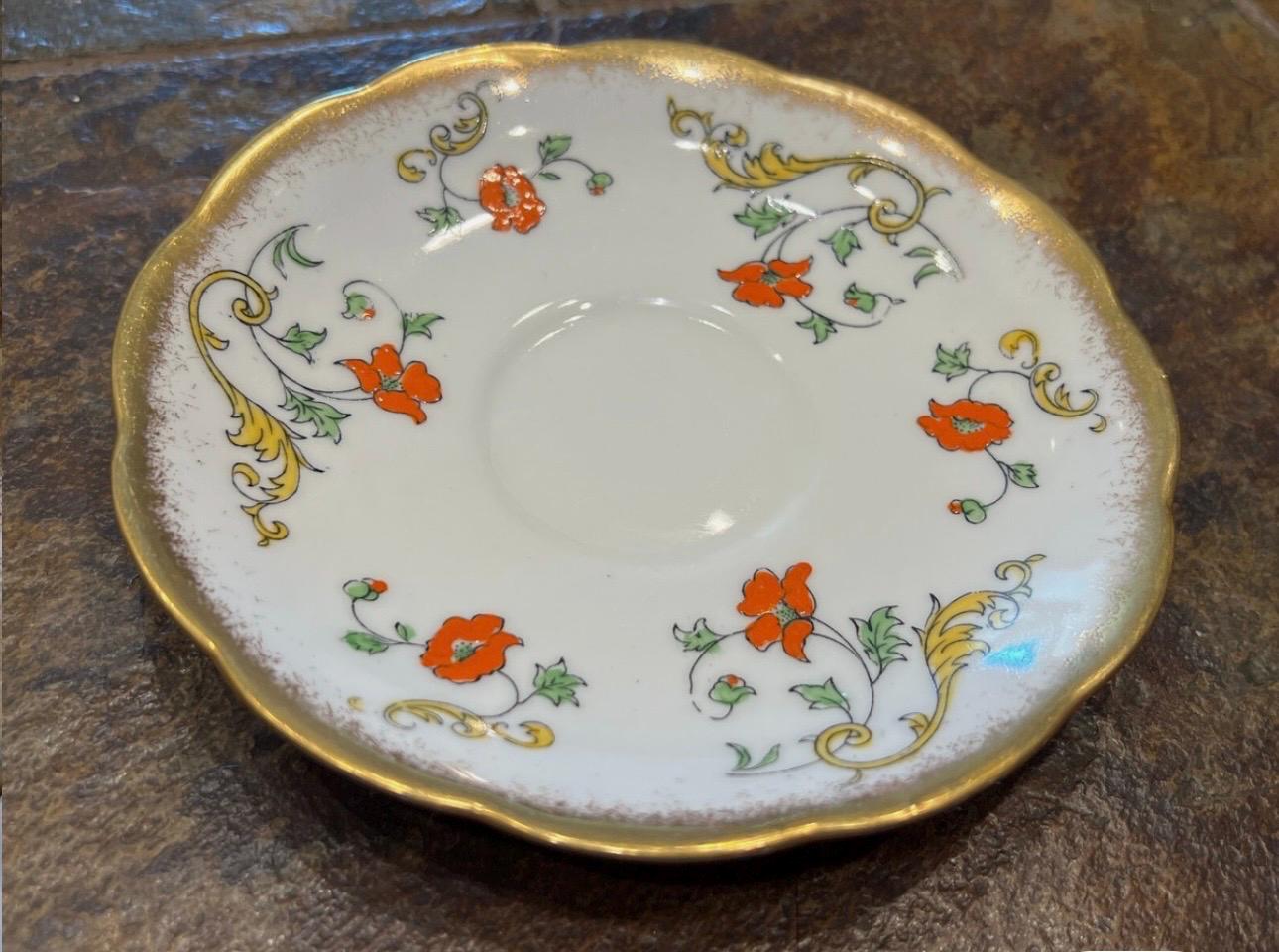Royal Albert Teacup Saucer Set Hand Painted Orange Poppies Floral 1920 ...