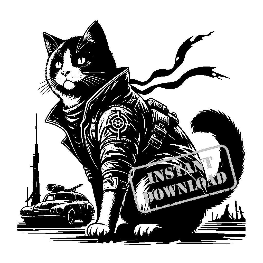 Cat in Post Apocalyptic Style SVG Bundle - Etsy