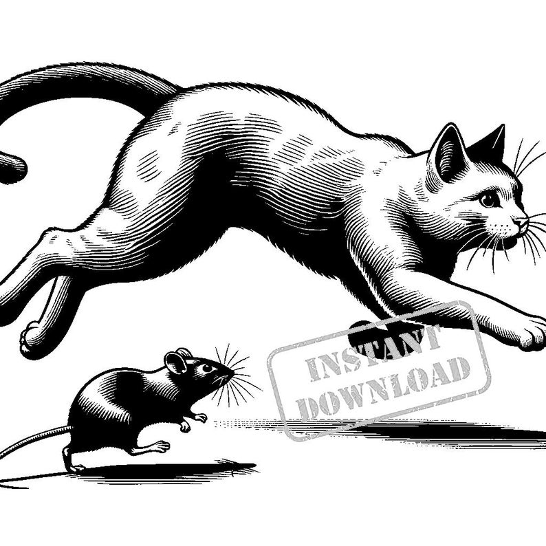 Cat Chasing a Mouse SVG Bundle - Etsy