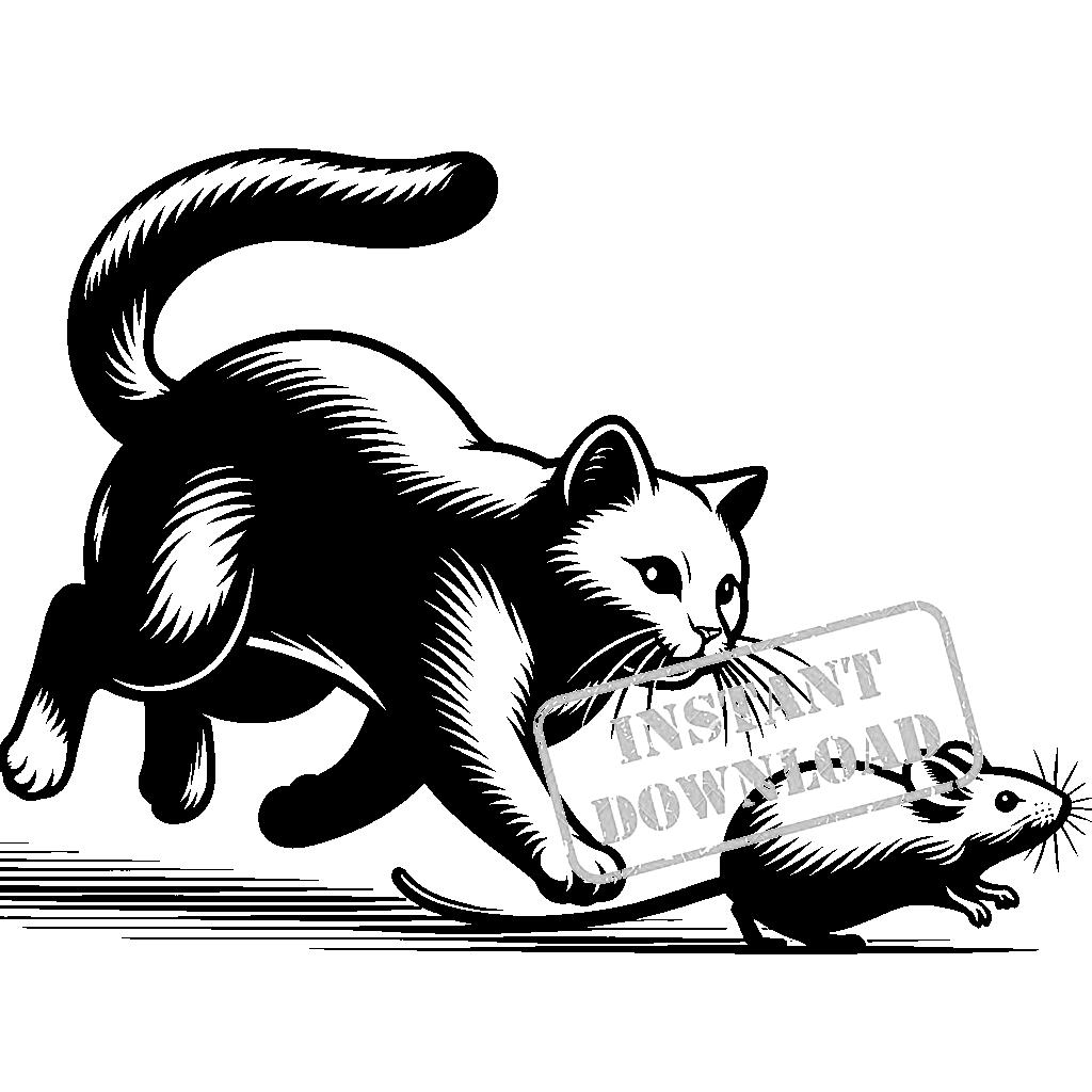Cat Chasing a Mouse SVG Bundle - Etsy
