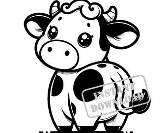 Cute Cow in Vintage Style SVG Bundle - Etsy