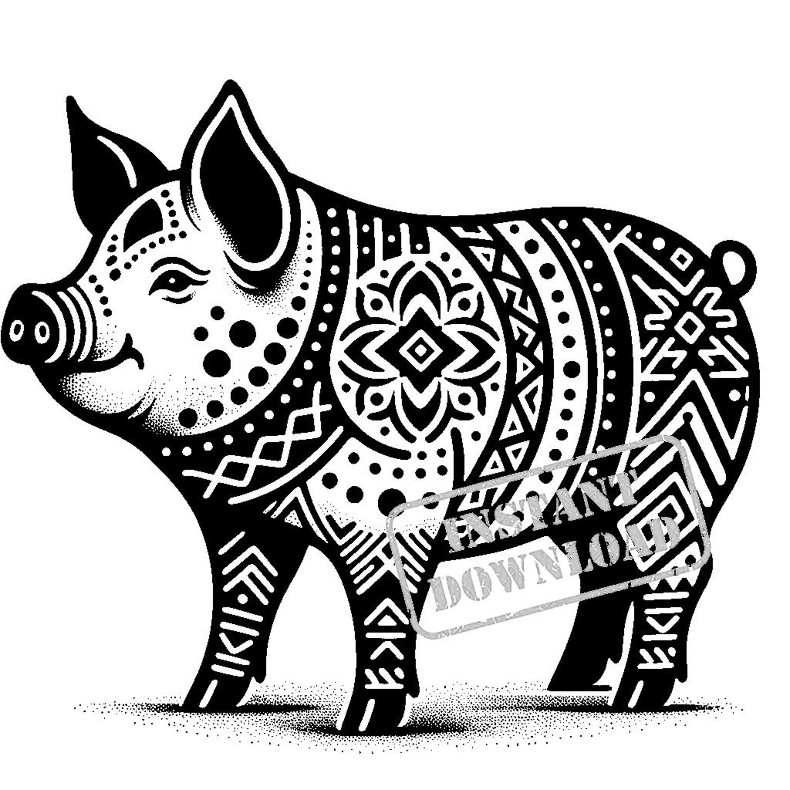 Pig in Boho Style SVG Bundle - Etsy