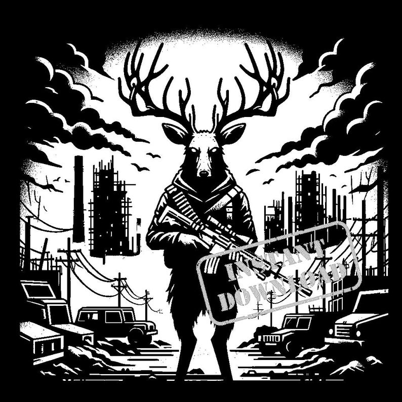 Deer in Post Apocalyptic Style SVG Bundle - Etsy