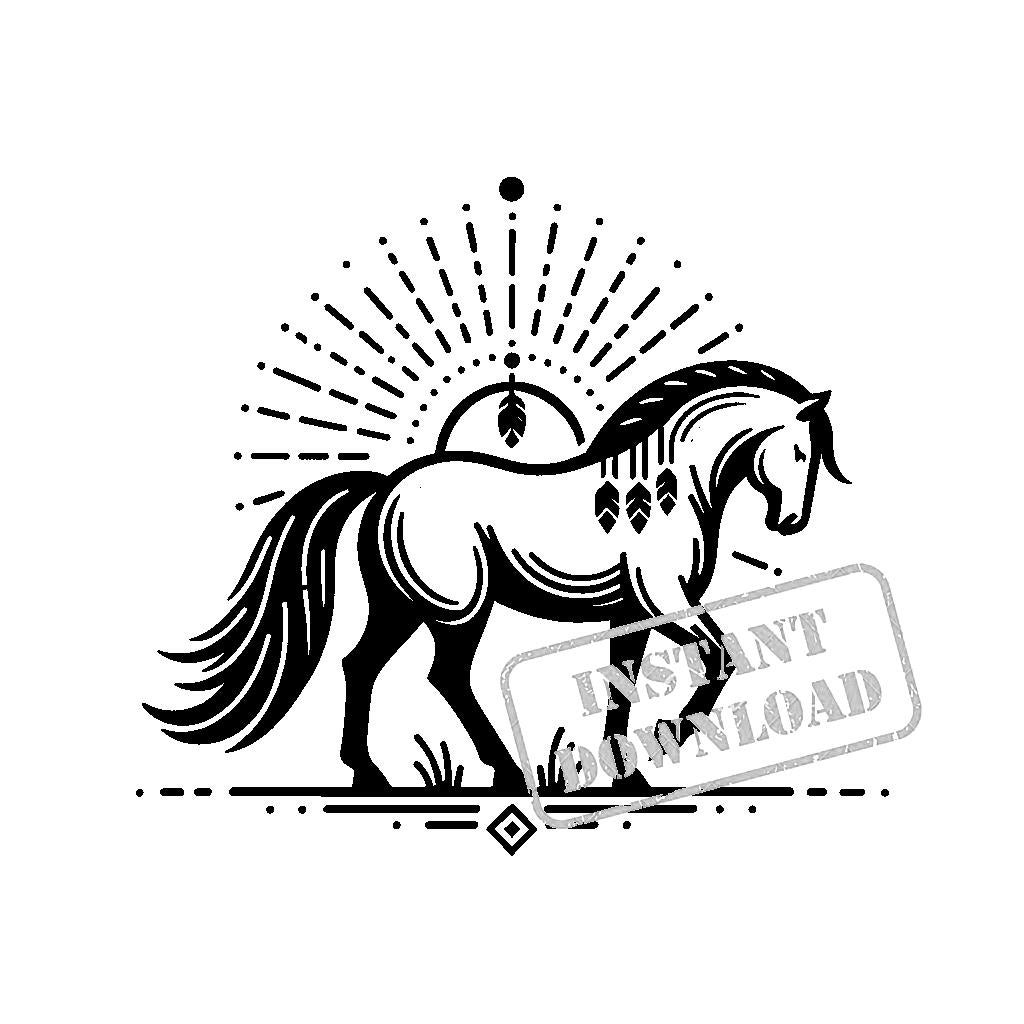 Horse in Boho Style SVG Bundle - Etsy