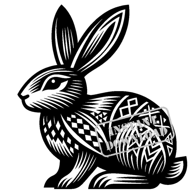 Rabbit in Folk Art Style SVG Bundle - Etsy