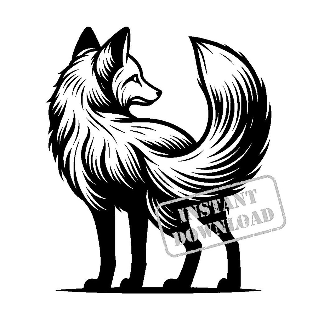 Fox in Line Art Style SVG Bundle - Etsy