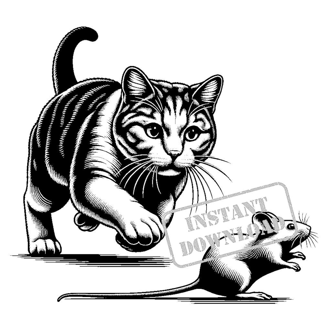Cat Chasing a Mouse SVG Bundle - Etsy