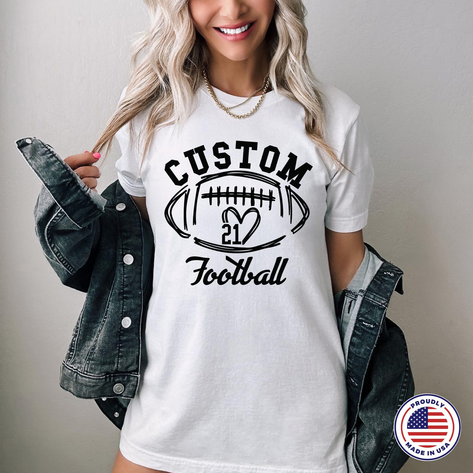 Custom Football Sweatshirt,custom Football Name and Number on Sleeve ...