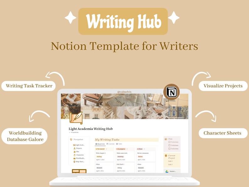 The Writing Hub Notion Template for Writers Digital Novel Planner ...