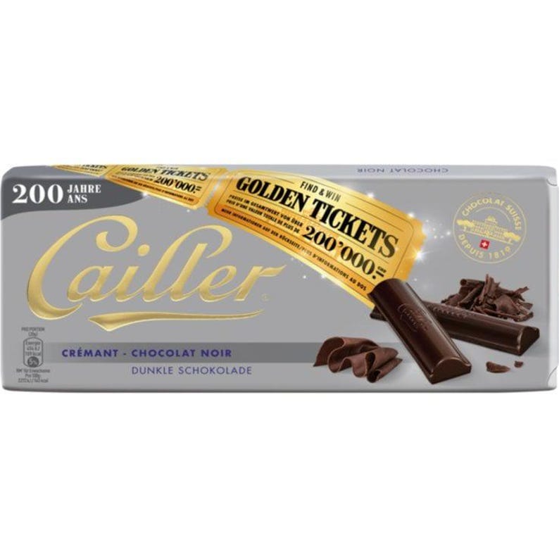 Cailler Crémant Dark Chocolate Bar 100g - Etsy