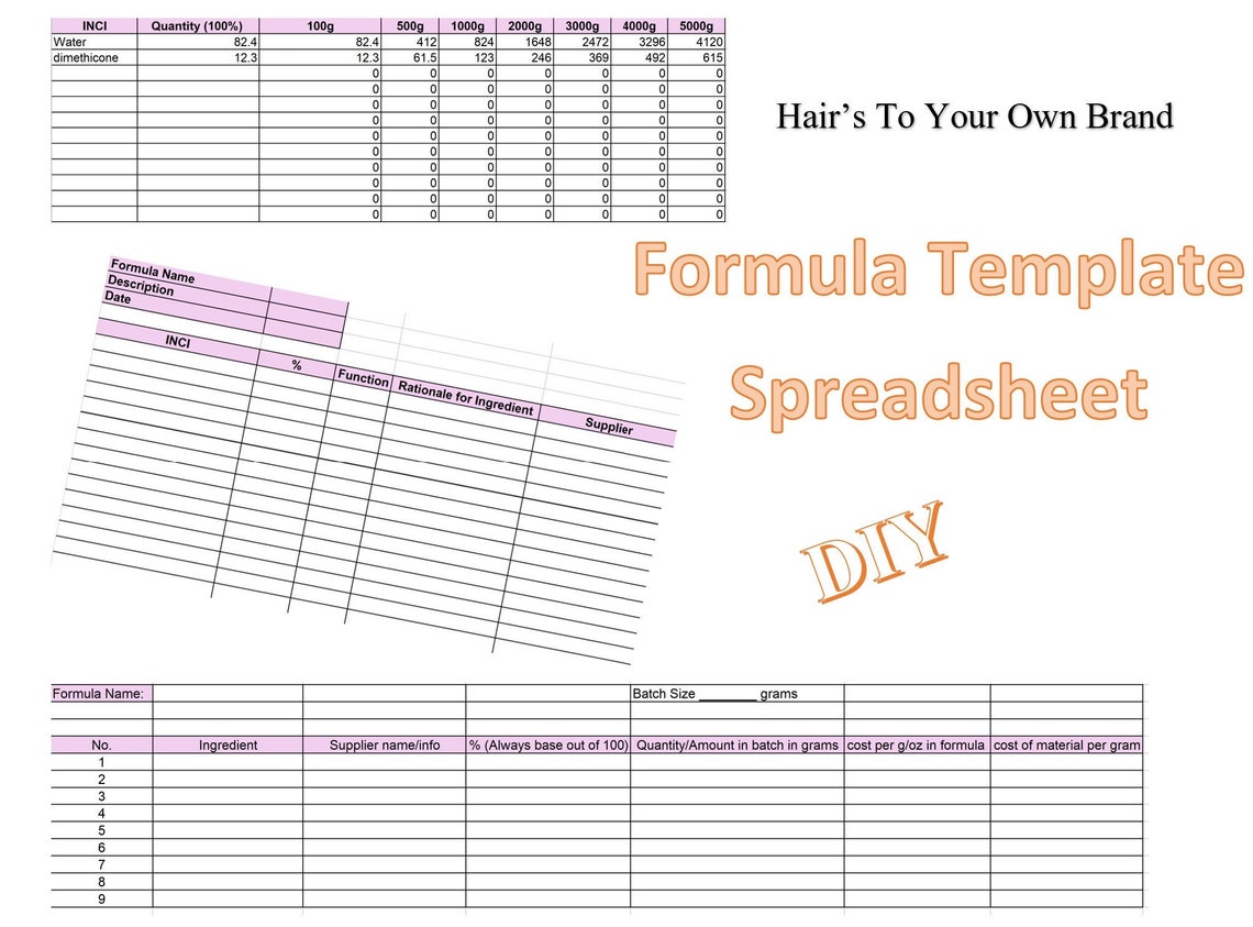 Cosmetic Formulation Spreadsheet and Calculator - Template in Excel ...