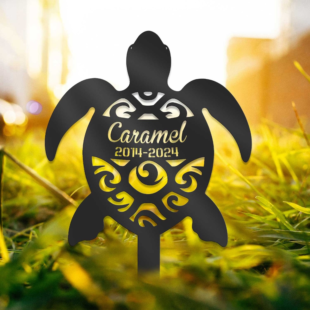 Personalized Memorial Turtle Stake, Turtle Metal Sign, Pet Grave Marker ...