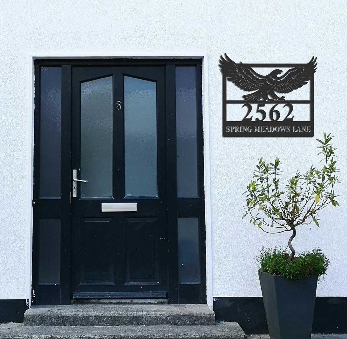 Custom Eagle House Number Sign, Metal Address Plaque, Eagle Wall Decor ...